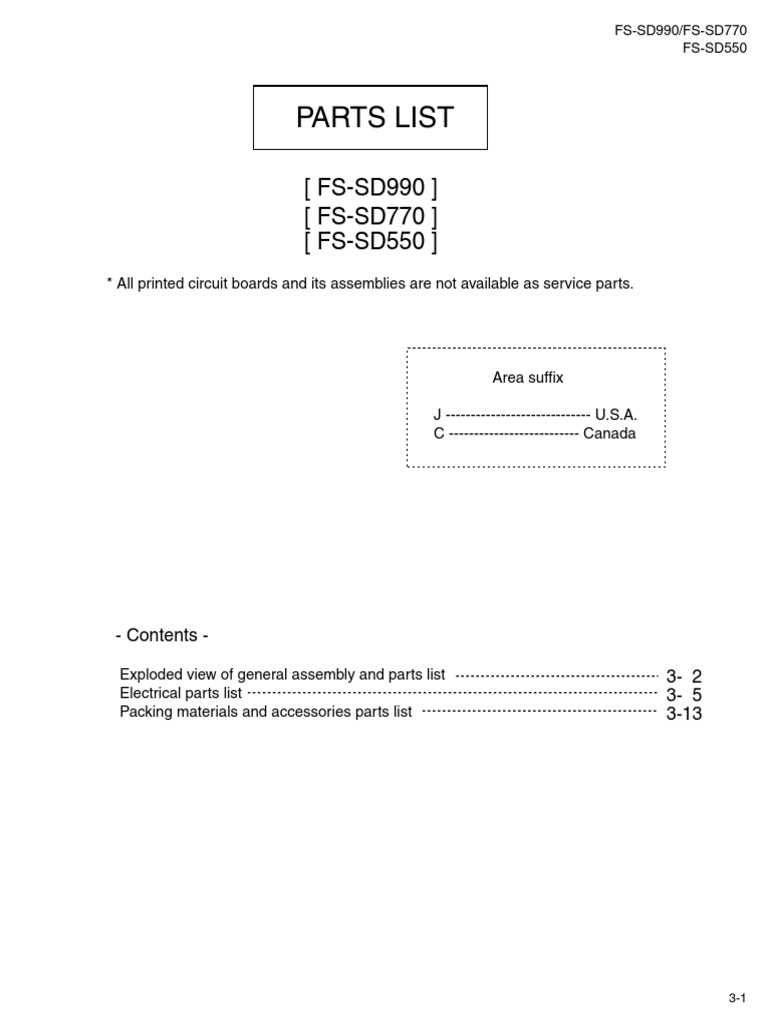 Parts List: (FS-SD990) (FS-SD770) | PDF | Inductor | Components