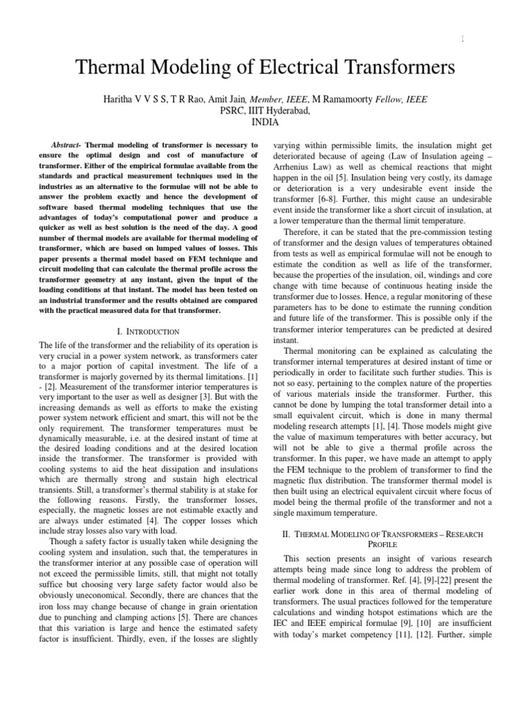 Thermal Modeling of Electrical Transformers | PDF | Transformer ...