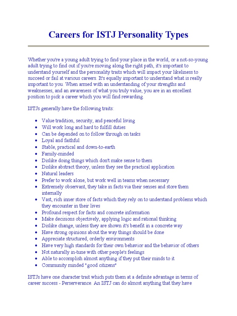 ISTJ | PDF | Personality Type | Decision Making