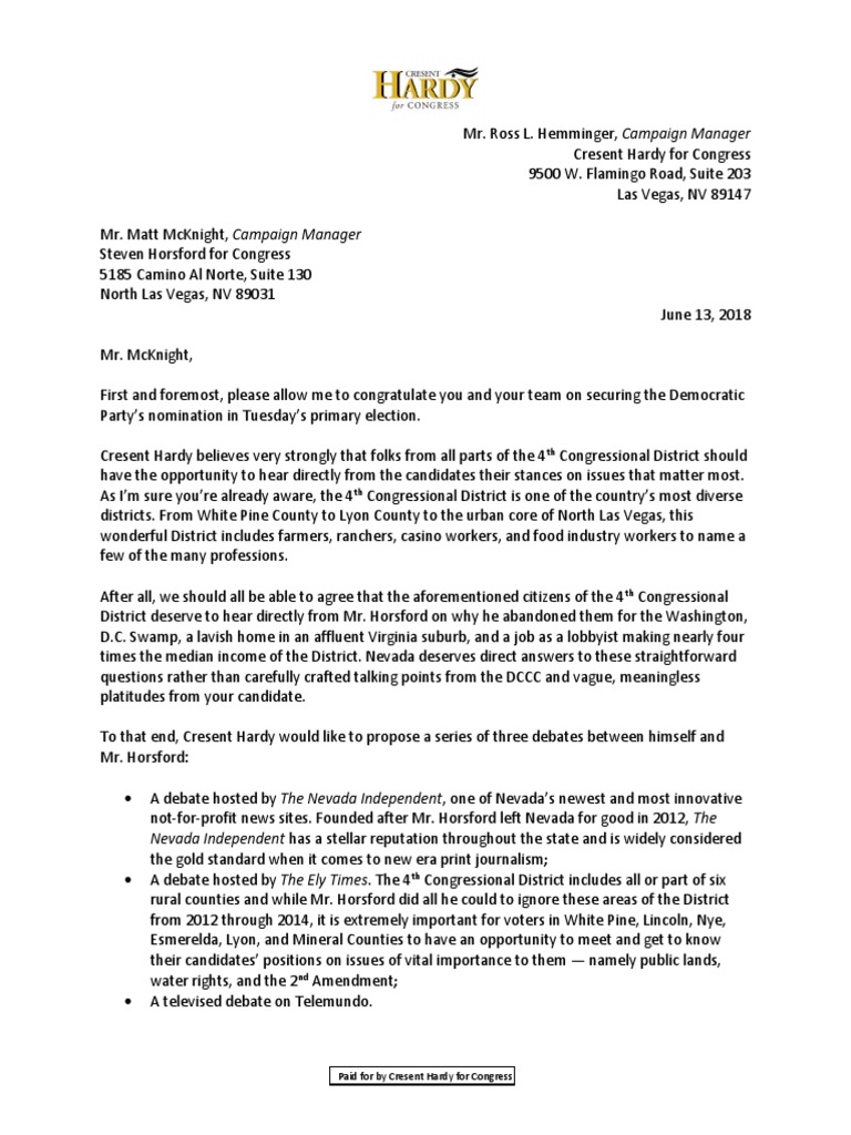 Debate Challenge for NV District 4 | PDF | Nevada | United States Congress
