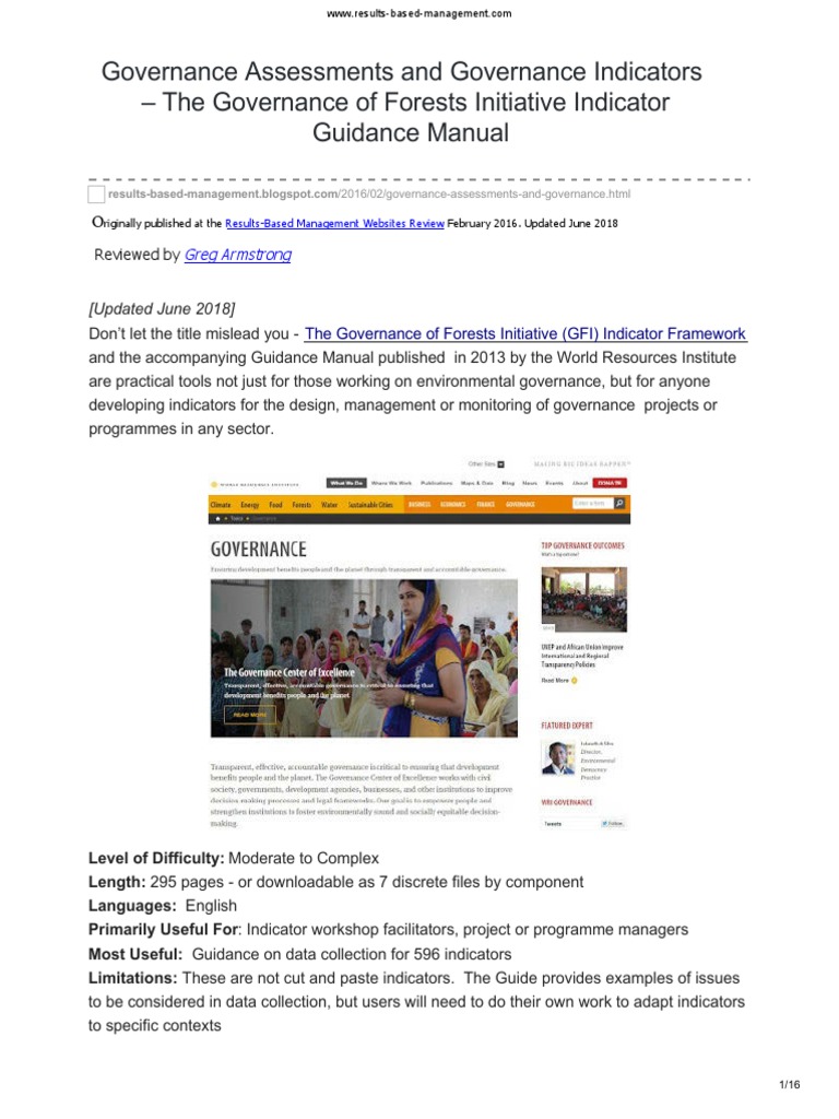 Governance Indicators in Results-Based Management | PDF