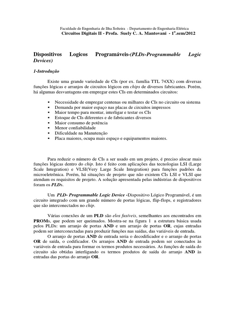 Dispositivos Logicos Programaveis Sem1 | PDF | FPGA | Circuito integrado