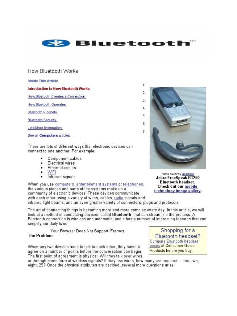 How Bluetooth Works | PDF | Bluetooth | Duplex (Telecommunications)
