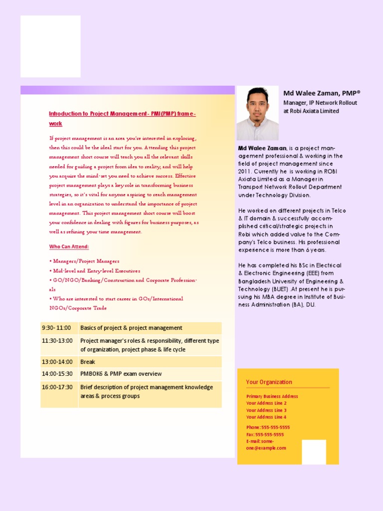 MD Walee Zaman, PMP®: Introduction To Project Management-PMI (PMP ...