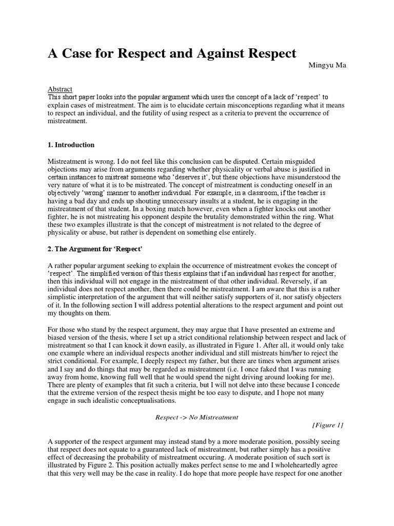 A Case For Respect and Against Respect | PDF | Argument | Concept