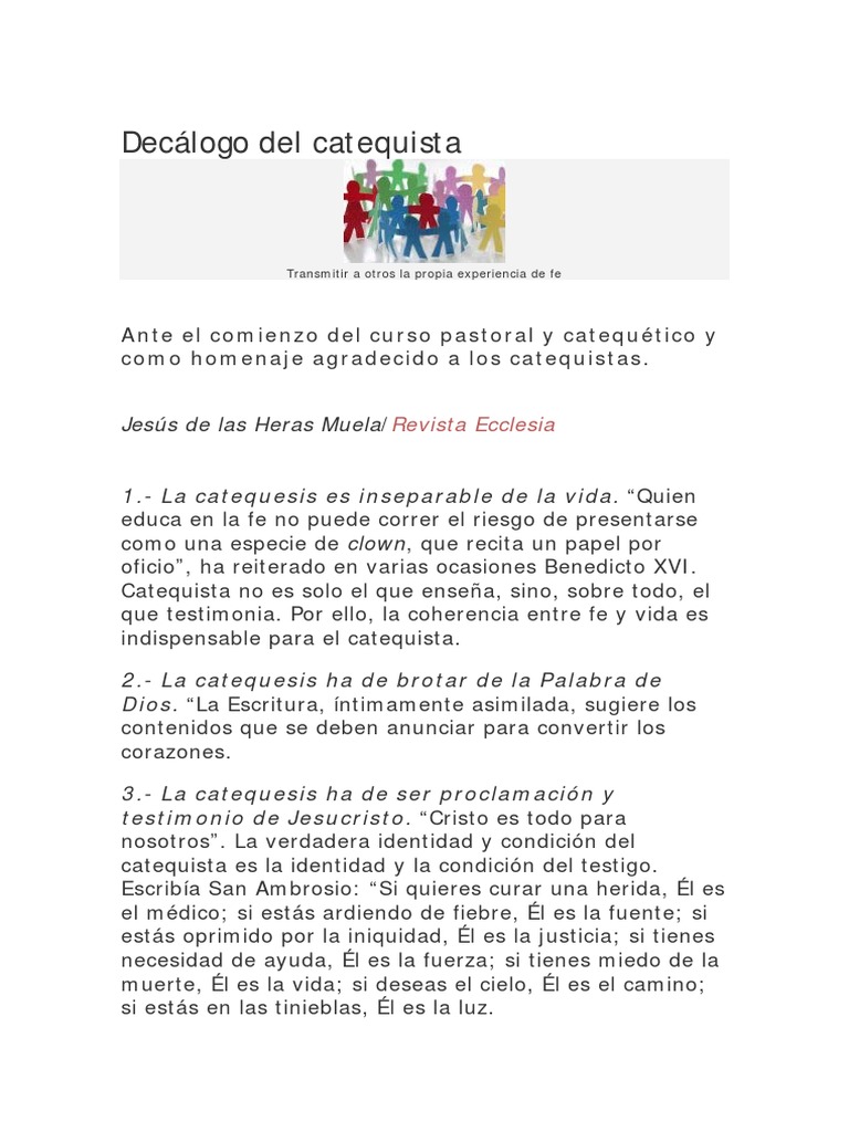 Decálogo del Catequista: Claves y Principios | PDF | Cristo (título ...