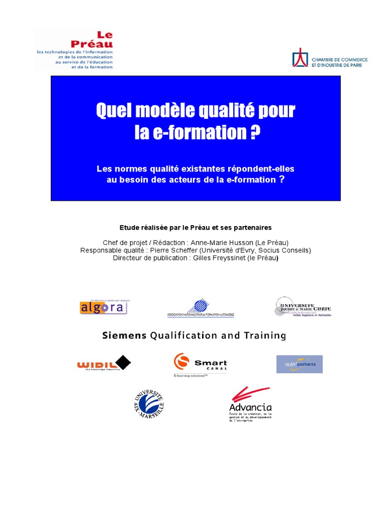 Etude Modele Qualite | Technologies de l'éducation | Pédagogie