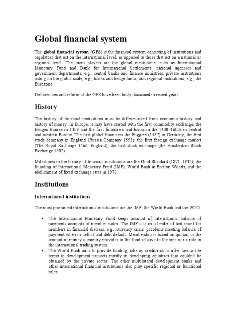 Overview of the Global Financial System | PDF | Global Financial System ...