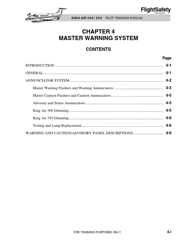 KING AIR 350 - CH 4 - Master Warning | PDF | Engines | Switch