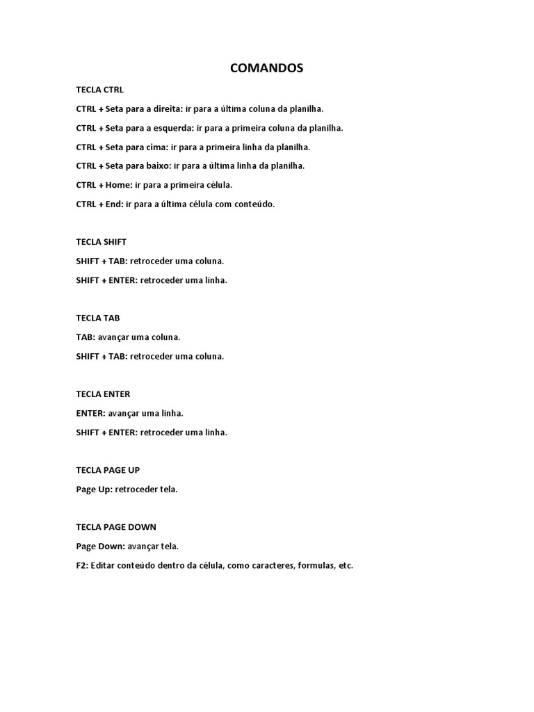 Comando Excel | PDF | Função (Matemática) | Cálculo