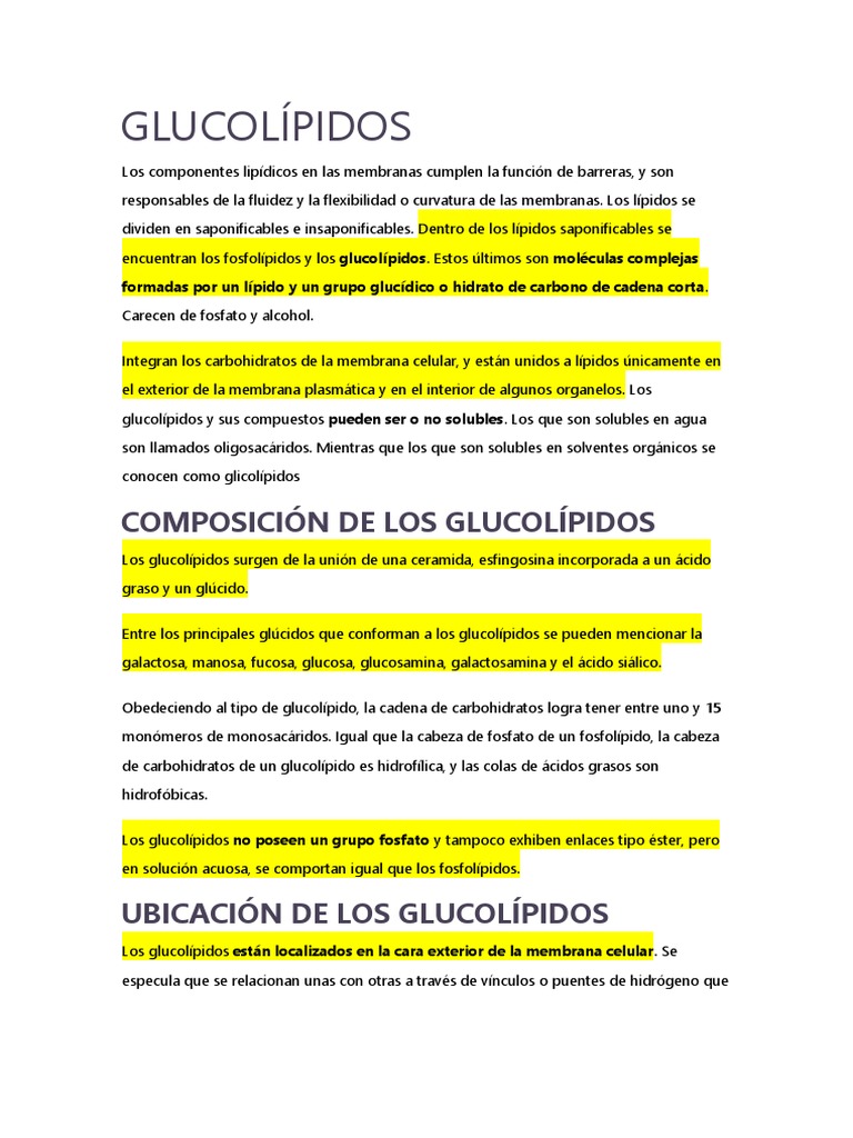 GLUCOLÍPIDOS | PDF | Lípido | Membrana celular