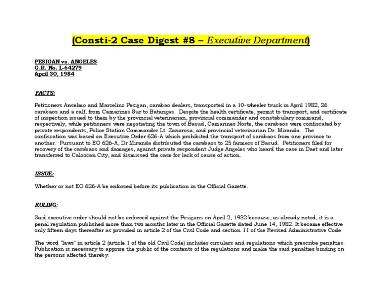 Consti-2 Case Digest #8 - Executive Department | PDF