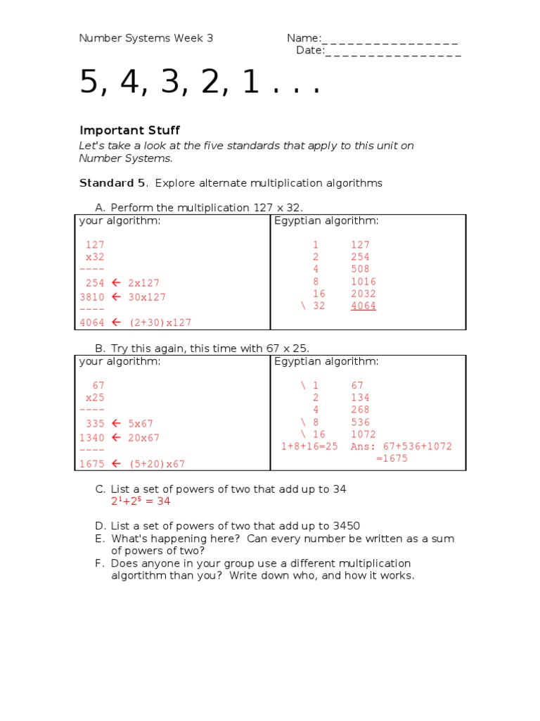 Number Systems Week 3 Activities | PDF | Numbers | Decimal