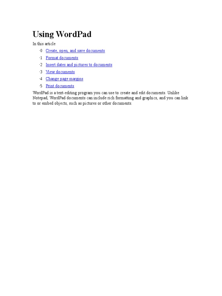 Using Wordpad | PDF