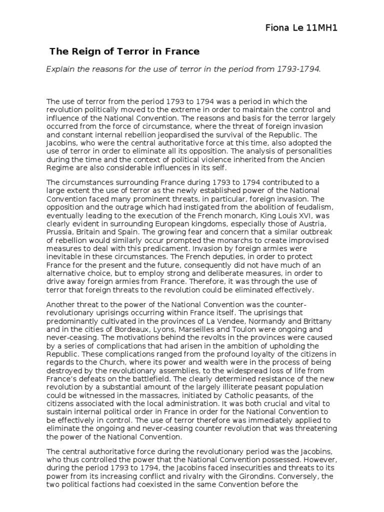 Causes of the Reign of Terror (1793-1794) | PDF | Reign Of Terror ...
