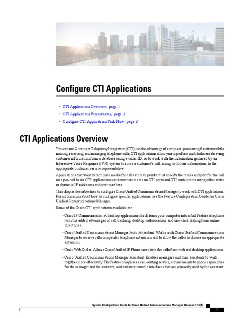 Configure Cti Applications | PDF | Interactive Voice Response | Ip Address