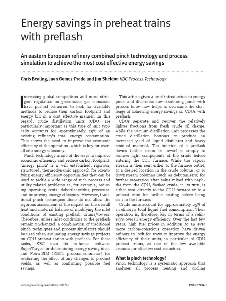 Energy Savings in Preheat Trains With Preflash | PDF | Oil Refinery ...