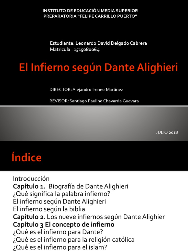El Infierno según Dante Alighieri | PDF | Infierno | Dante Alighieri