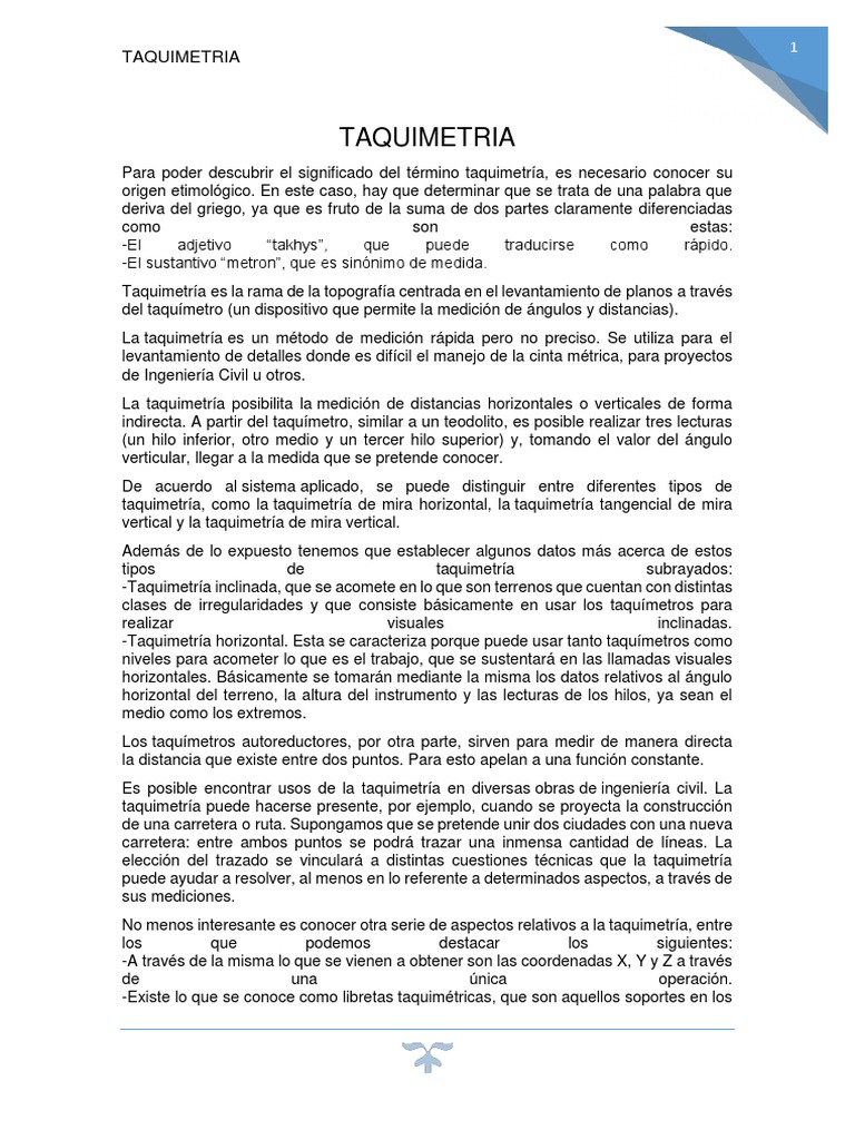 Taquimetria | PDF | Agrimensura | Observación científica