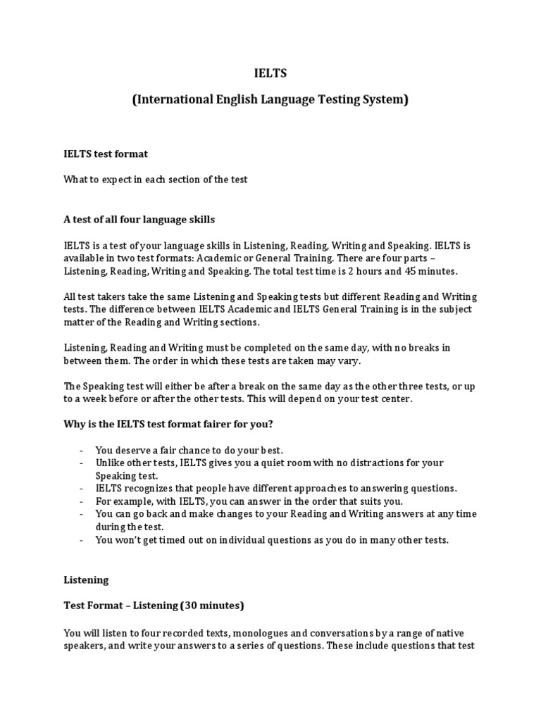 Ielts (International English Language Testing System) | PDF ...