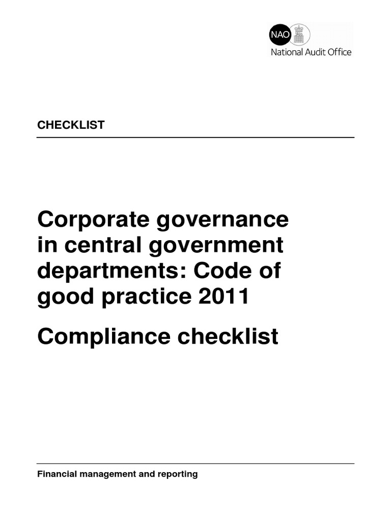Corporate Governance in Central Government Departments: Code of Good ...