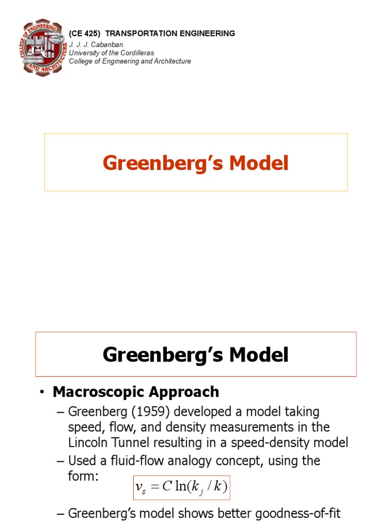 Lecture 5 - Greenberg's Model