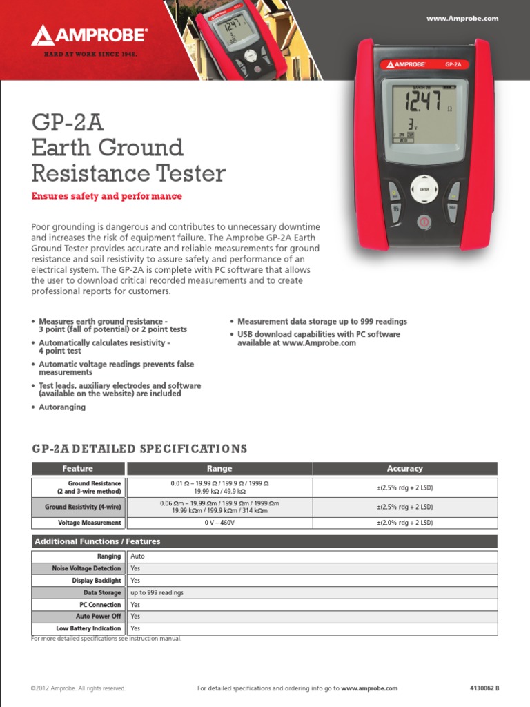 GP-2A Earth Ground Resistance Tester | PDF | Electrical Engineering ...