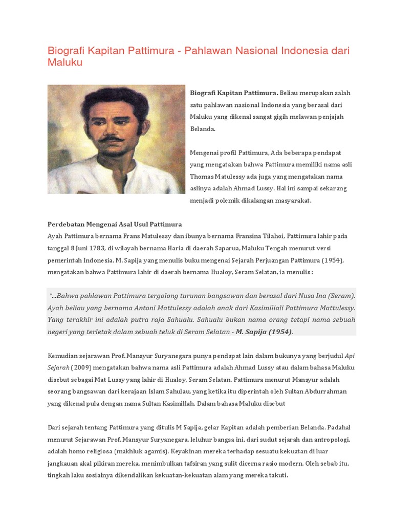 Biografi Kapitan Pattimura | PDF