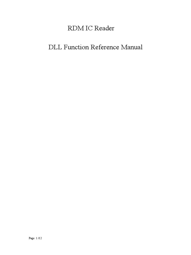 RDM IC Reader DLL Function Reference Manual: Page: 1 /12 | PDF ...