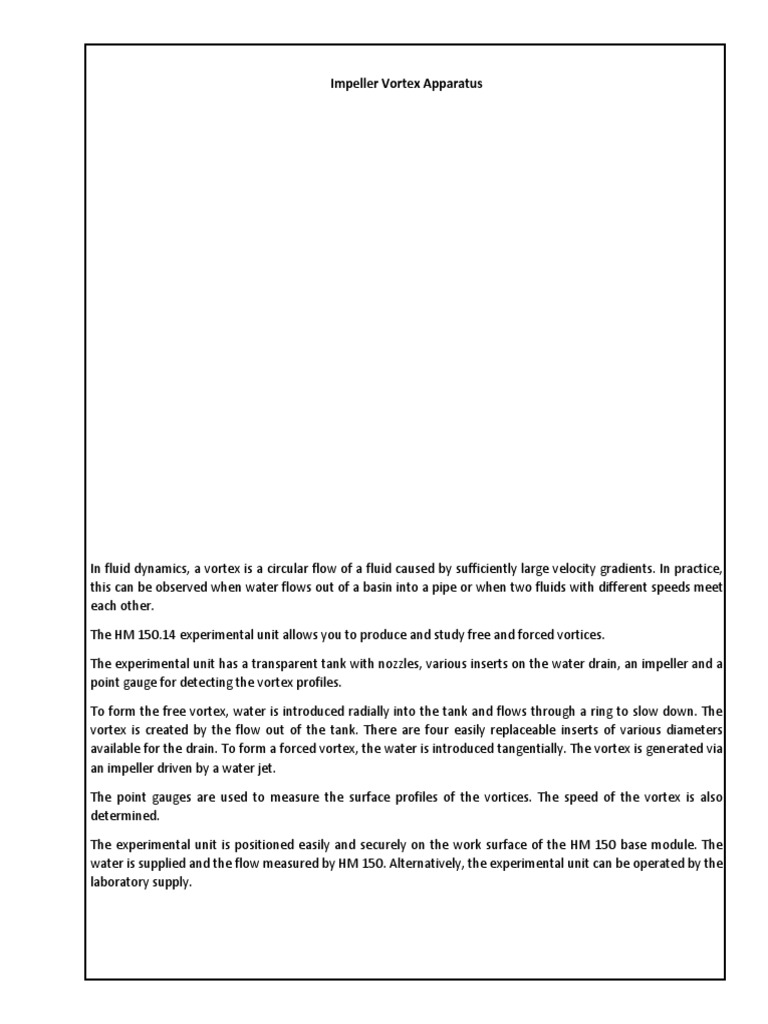 Impeller Vortex Apparatus | PDF | Vortices | Flow Measurement