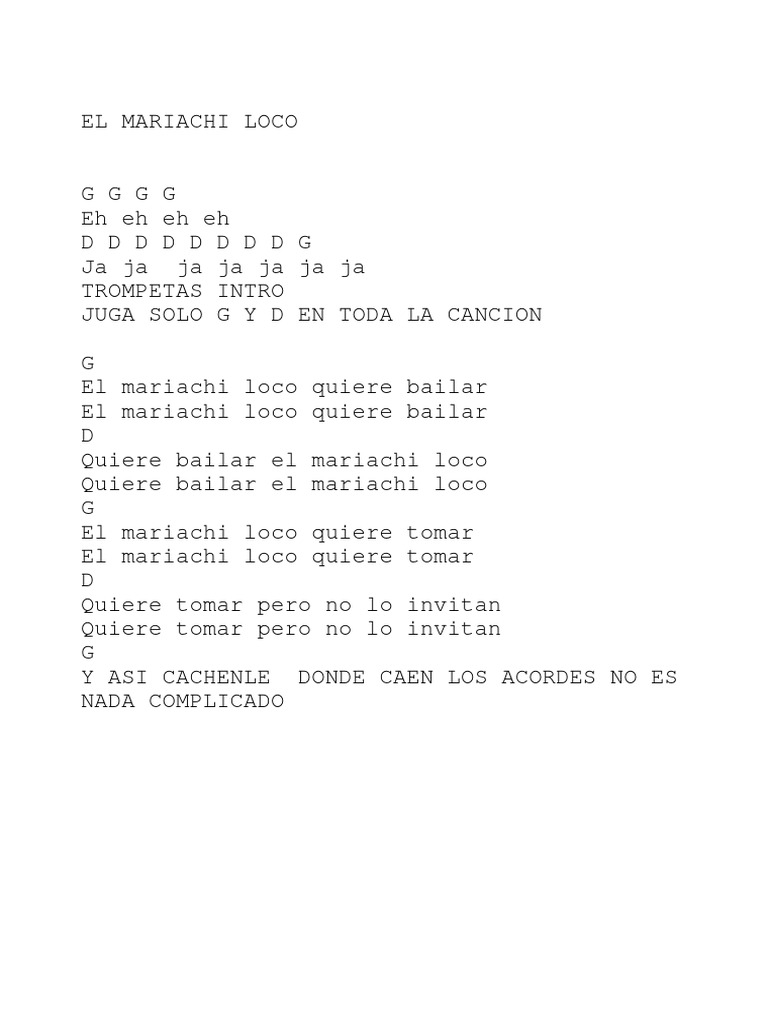 Letra y acordes de El Mariachi Loco | PDF