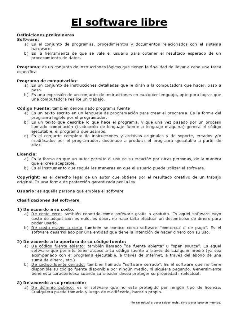 01 Software Libre | PDF | Software libre | Programa de computadora