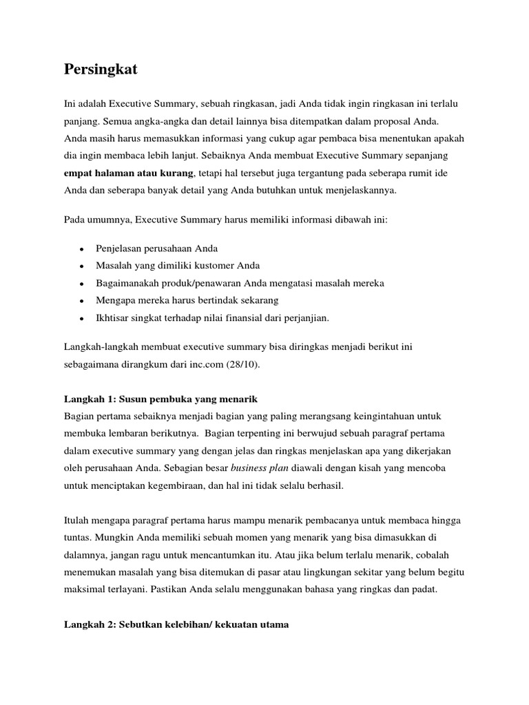 Langkah-langkah Membuat Executive Summary yang Efektif | PDF