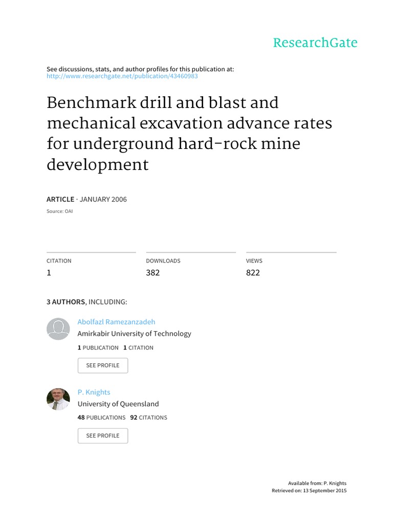 Mining Blast and Mechanical Excavation Rates | PDF | Tunnel | Mining