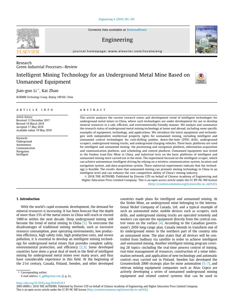 Intelligent Mining Technology Overview | PDF | Mining | Drilling