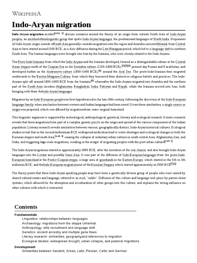 Indo Aryan Migration | PDF | Indo Aryan Peoples | Human Communication