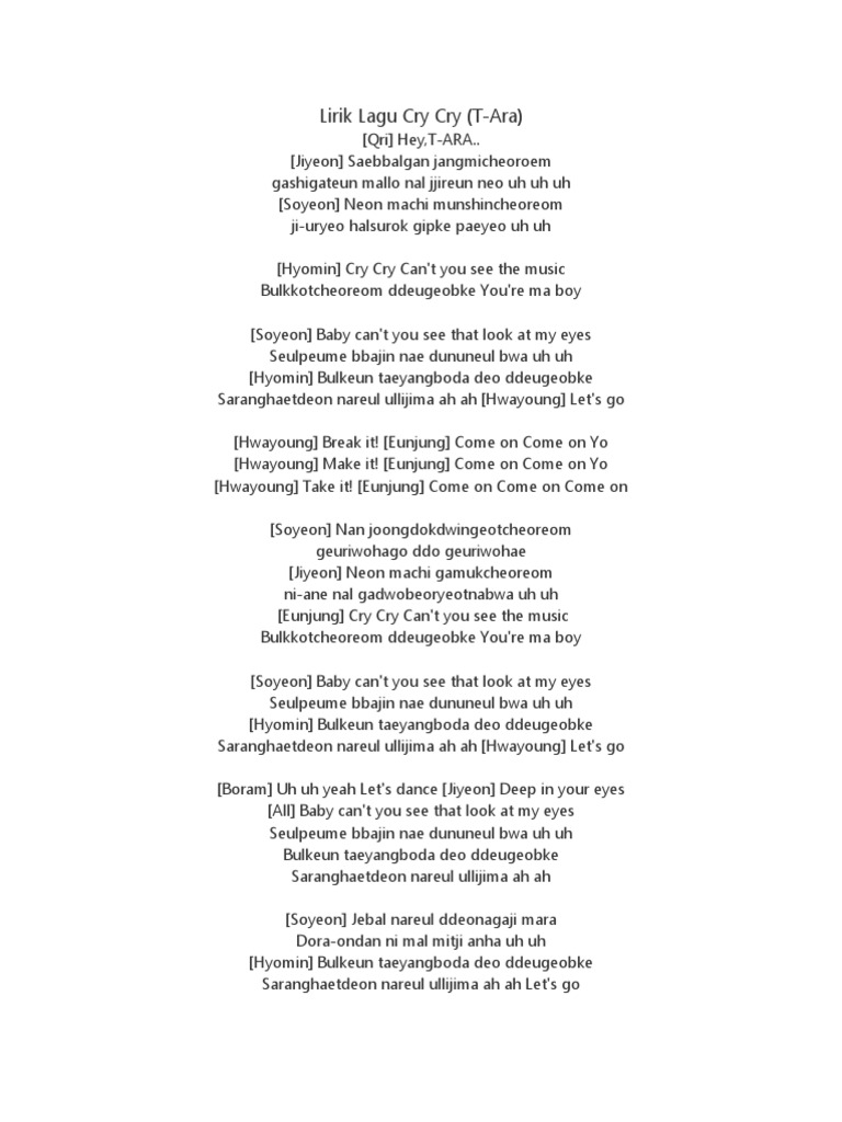 Lirik Lagu Cry Cry | PDF | Sports
