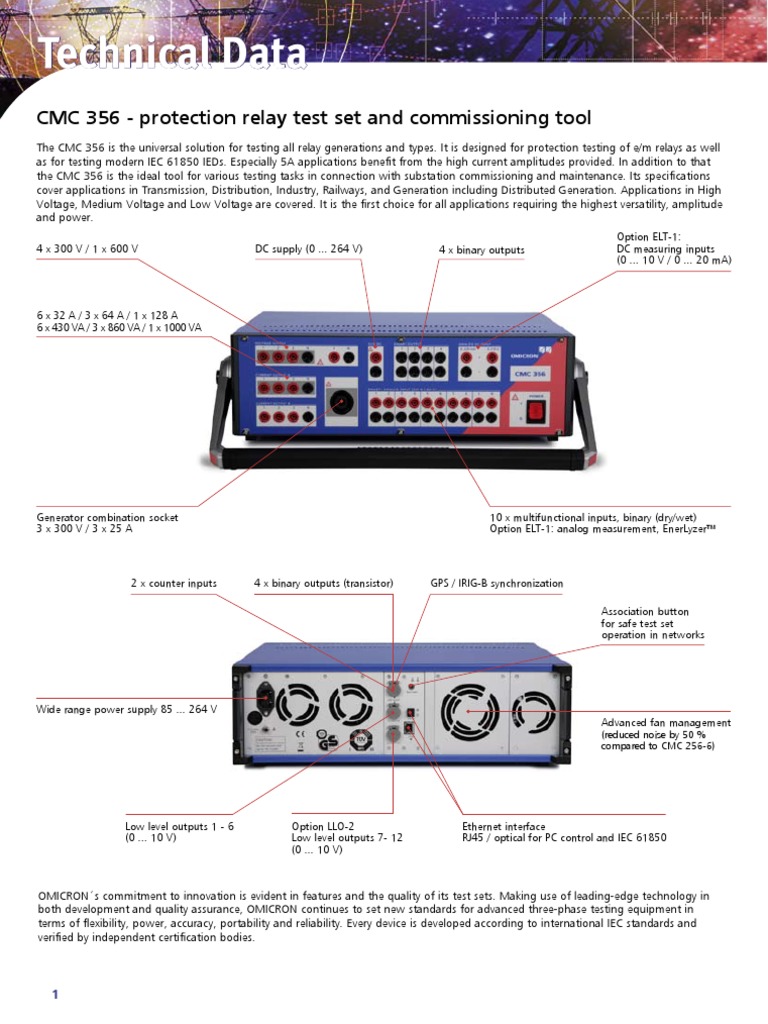 Technical Data: CMC 356 - Protection Relay Test Set and Commissioning ...