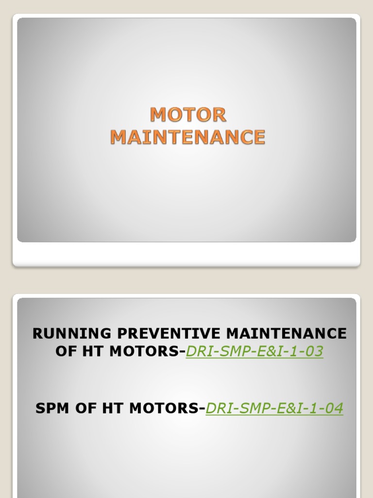 PM of HT Motor | PDF | Bearing (Mechanical) | Electrical Components