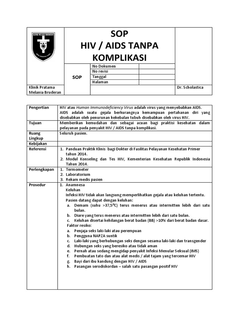 Sop Hiv Aids | PDF