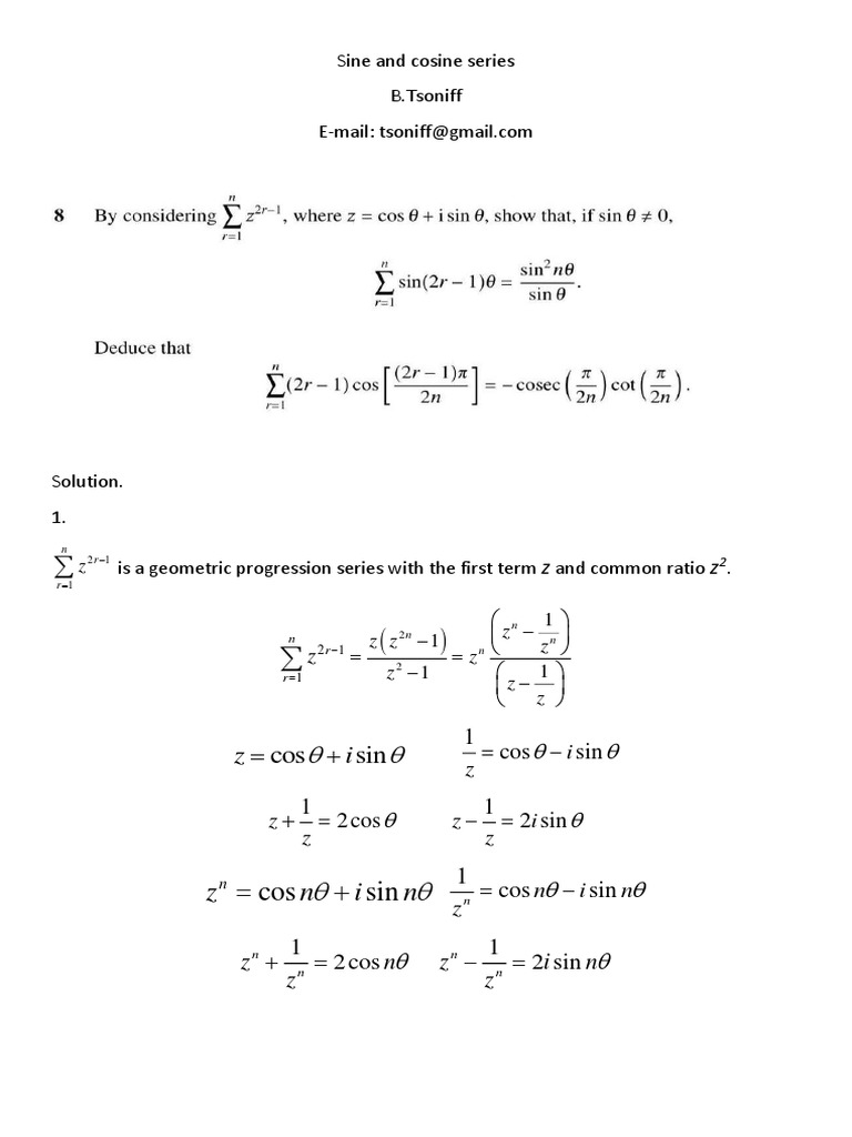 Sine and Cosine Series | PDF | Sine | Trigonometric Functions