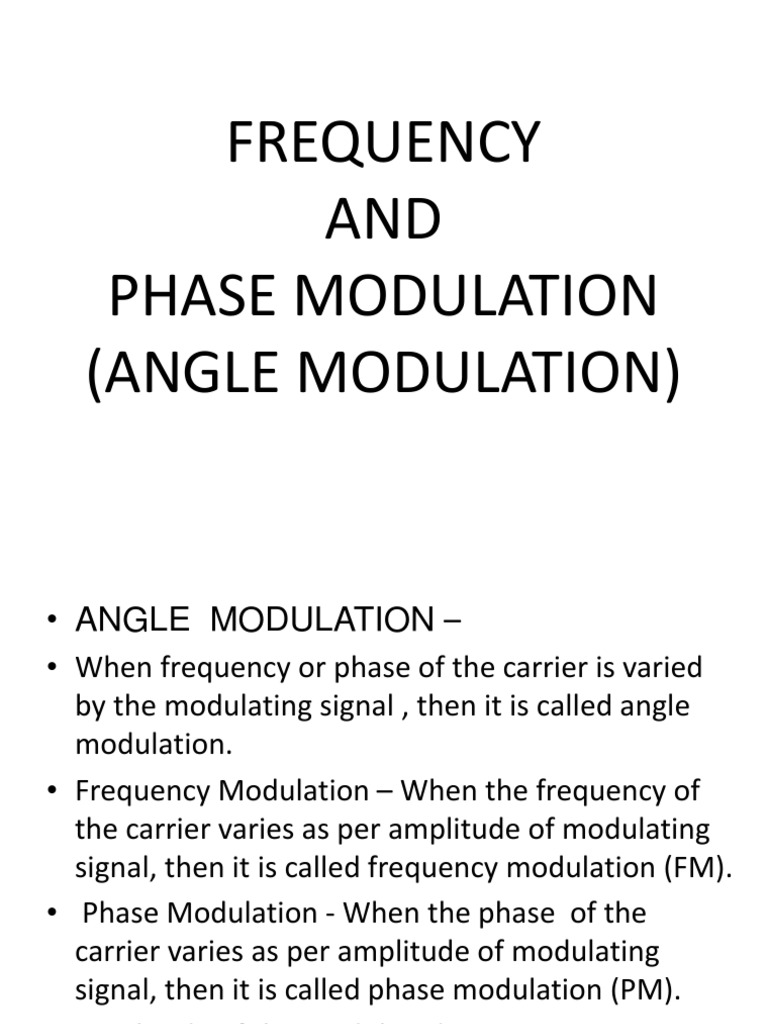Frequency AND Phase Modulation (Angle Modulation) | PDF | Frequency Modulation | Detector (Radio)