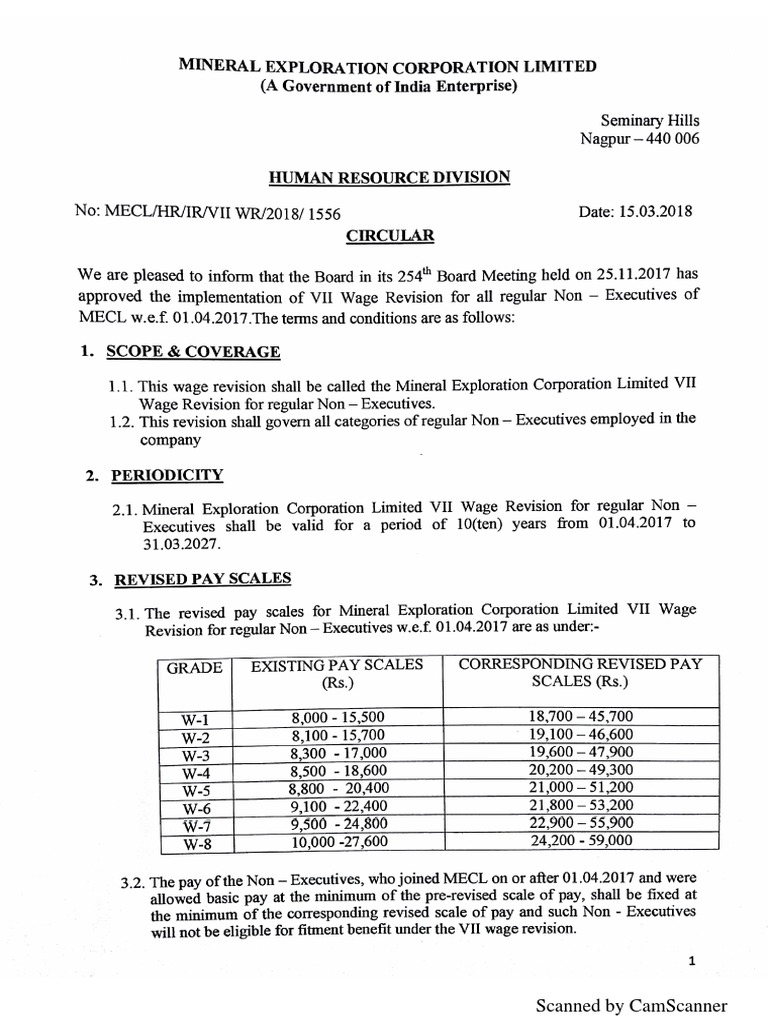 VII Wage Revision Circular | PDF