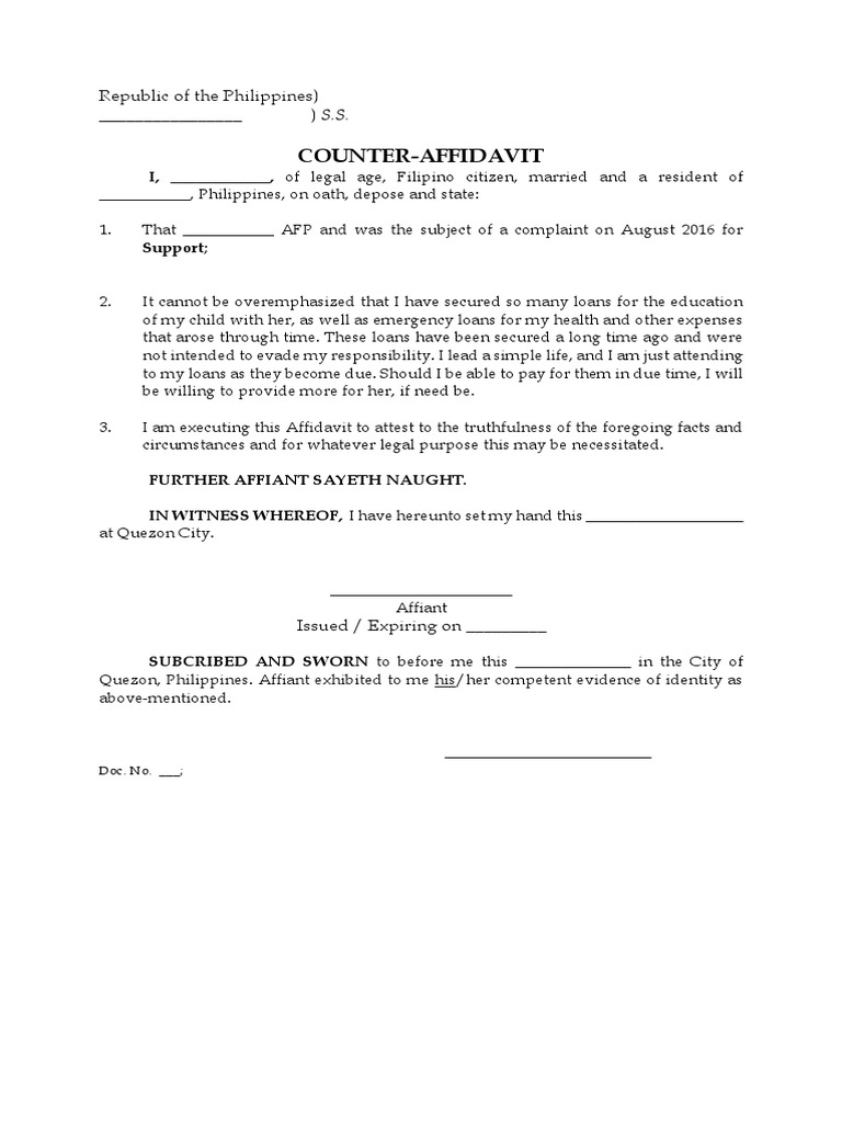 Counter-Affidavit: Republic of The Philippines) - ) S.S | PDF