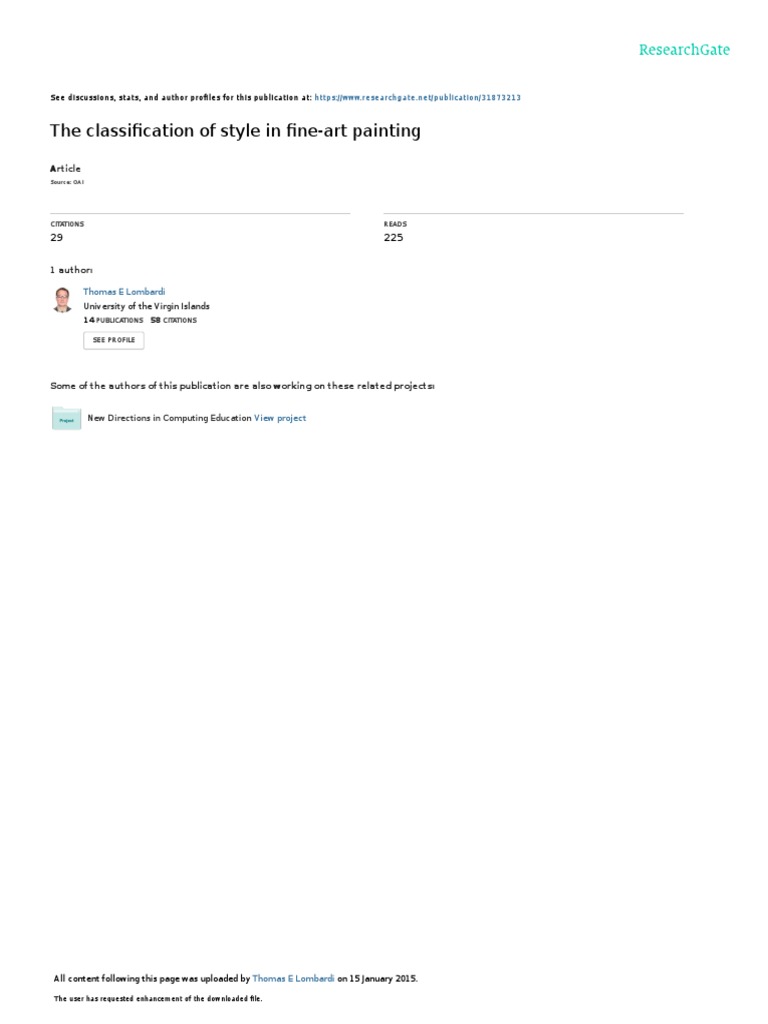 The Classification of Style in Fine-Art Painting | PDF | Cluster ...