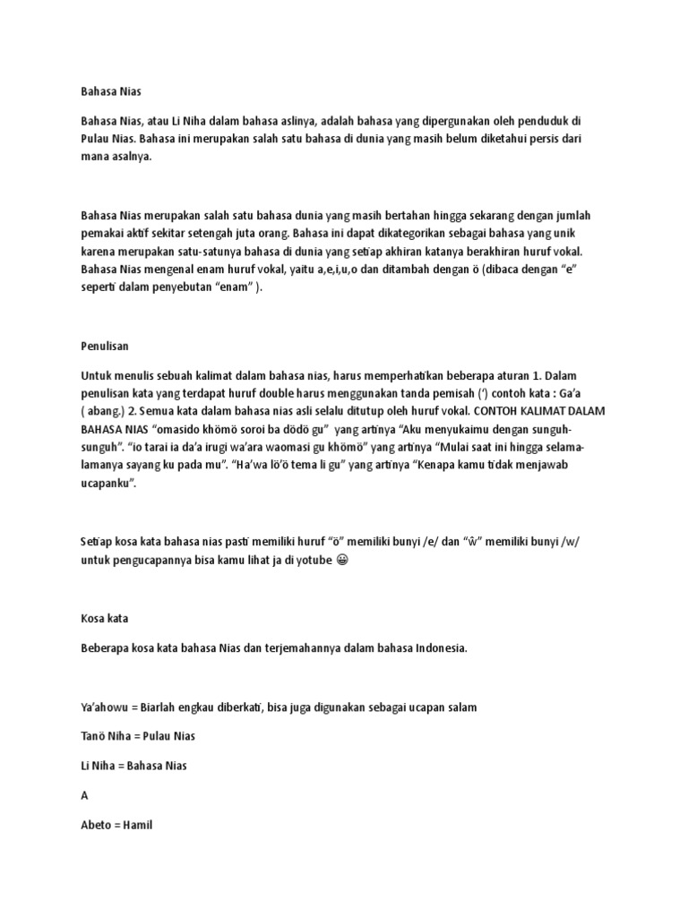 Bahasa Nias | PDF