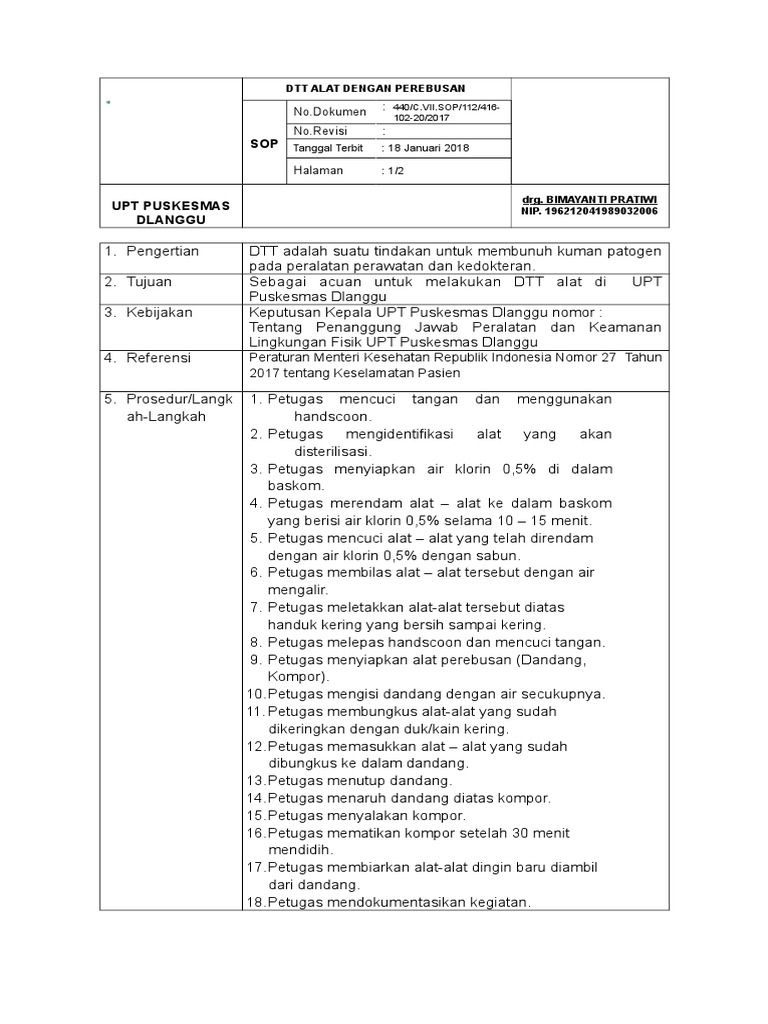 SOP DTT Alat Dengan Perebusan | PDF