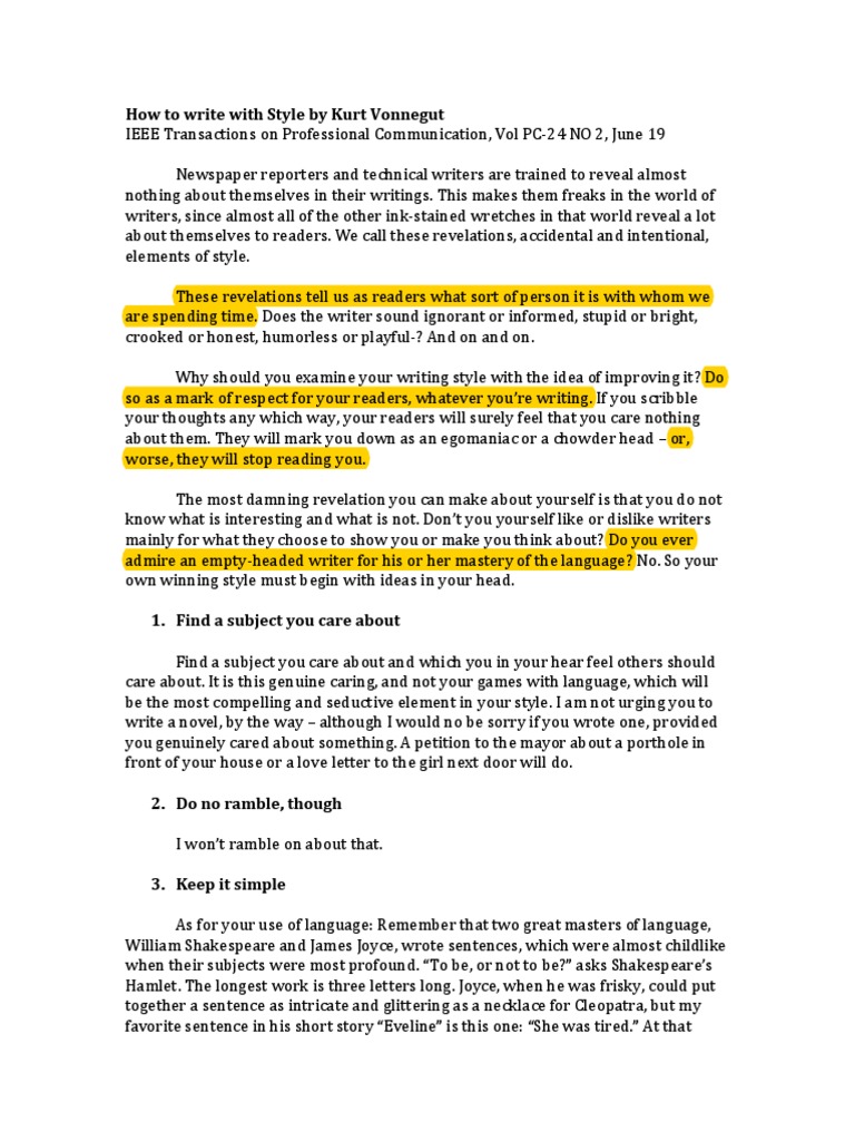 How To Write With Style | PDF | Writing