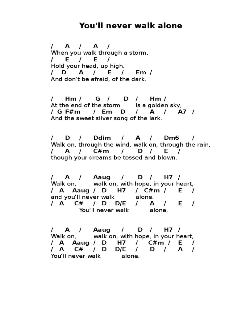 YNWA Chords and Lyrics Guide | PDF