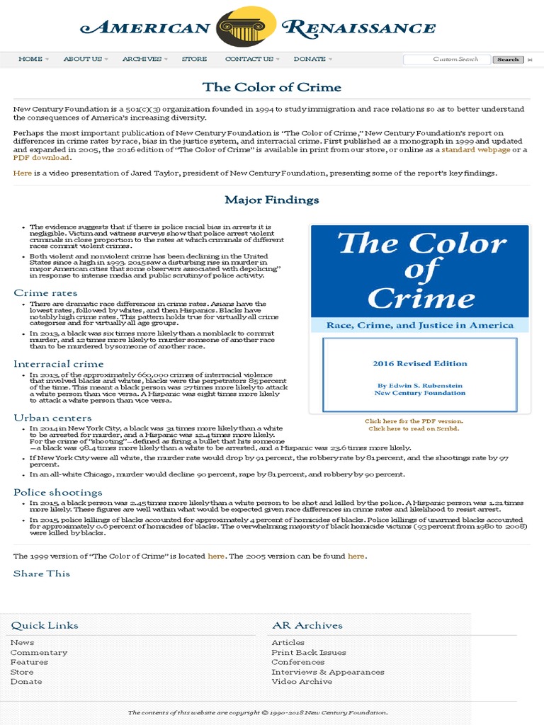 The Color of Crime - American Renaissance | PDF | Race And Ethnicity In ...